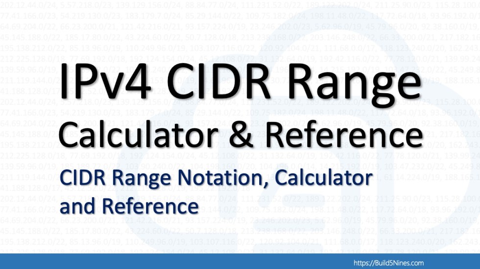IPv4 Address CIDR Range Reference And Calculator | Build5Nines